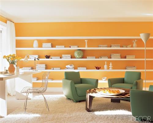 DECORAÇÃO COM PAREDE LARANJA