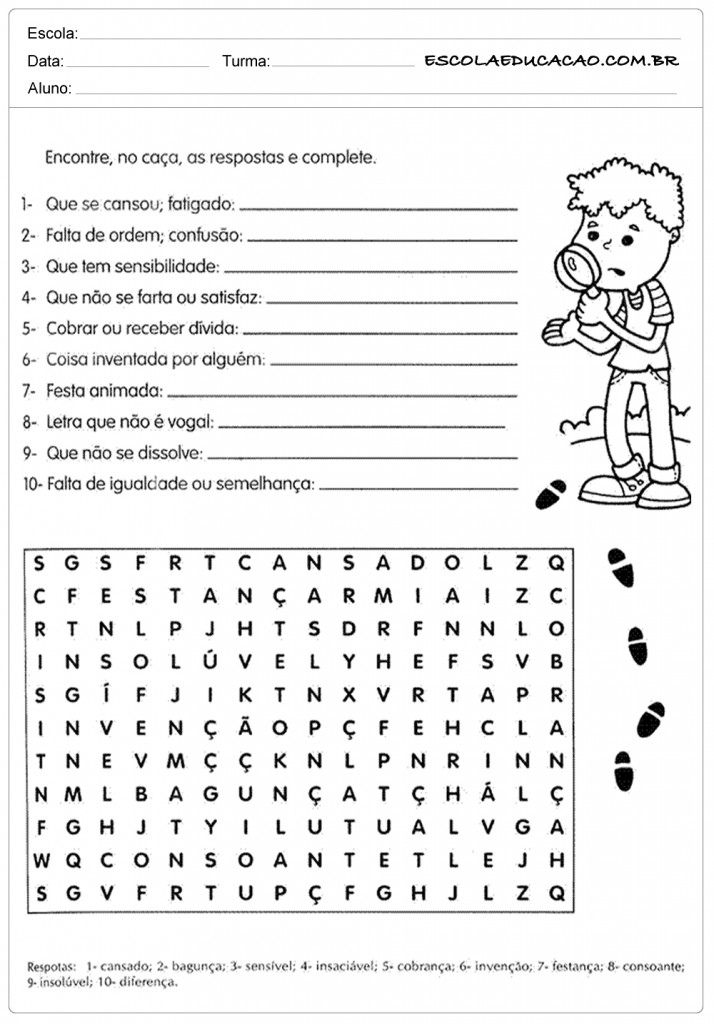 Atividades de Português 4° Ano - Interpretação de Texto