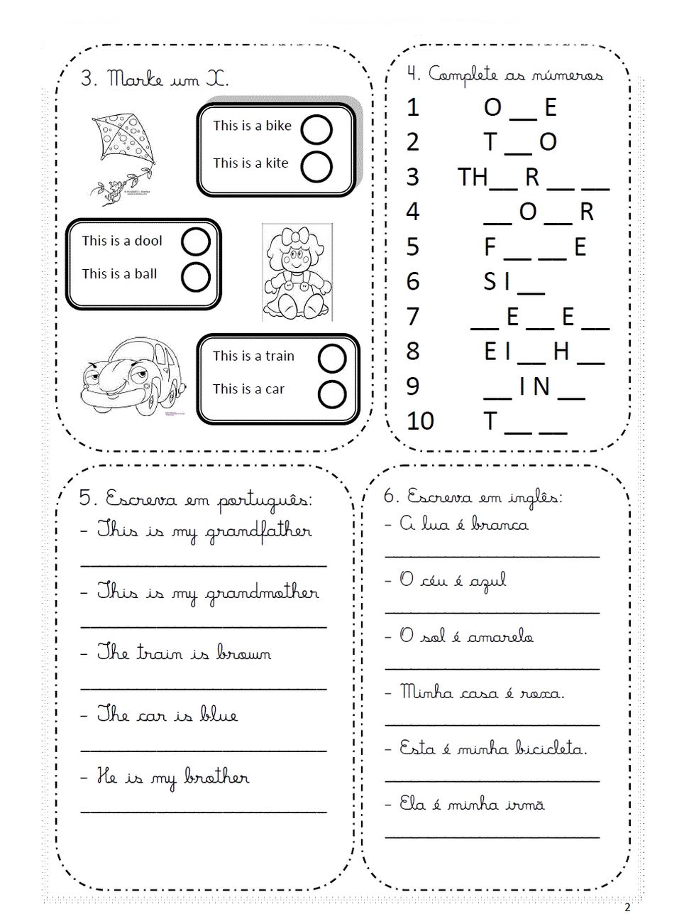 Exercícios de Inglês para Imprimir - Ensino Fundamental